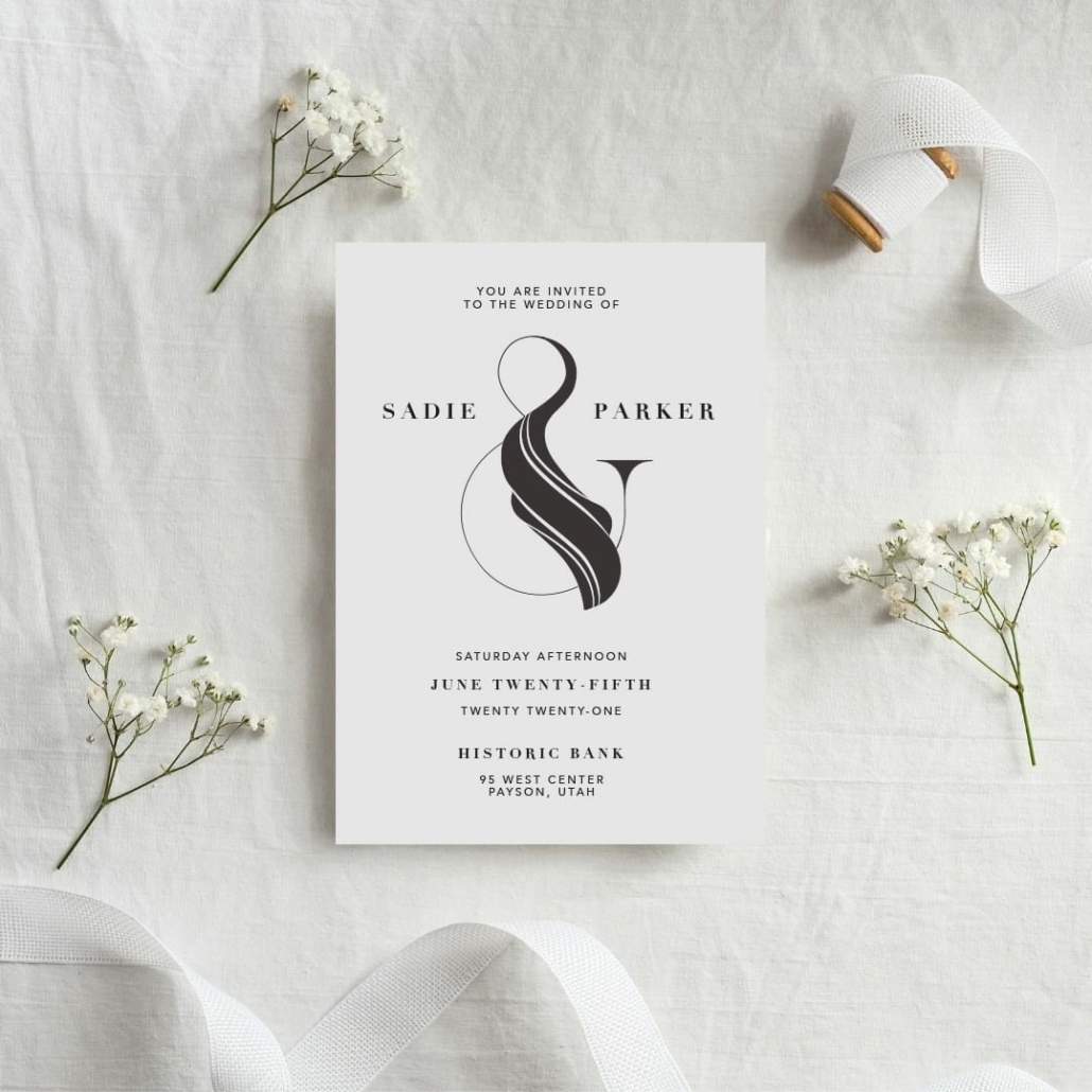 Black And White Wedding Invitations 100 Custom Wedding Invitations