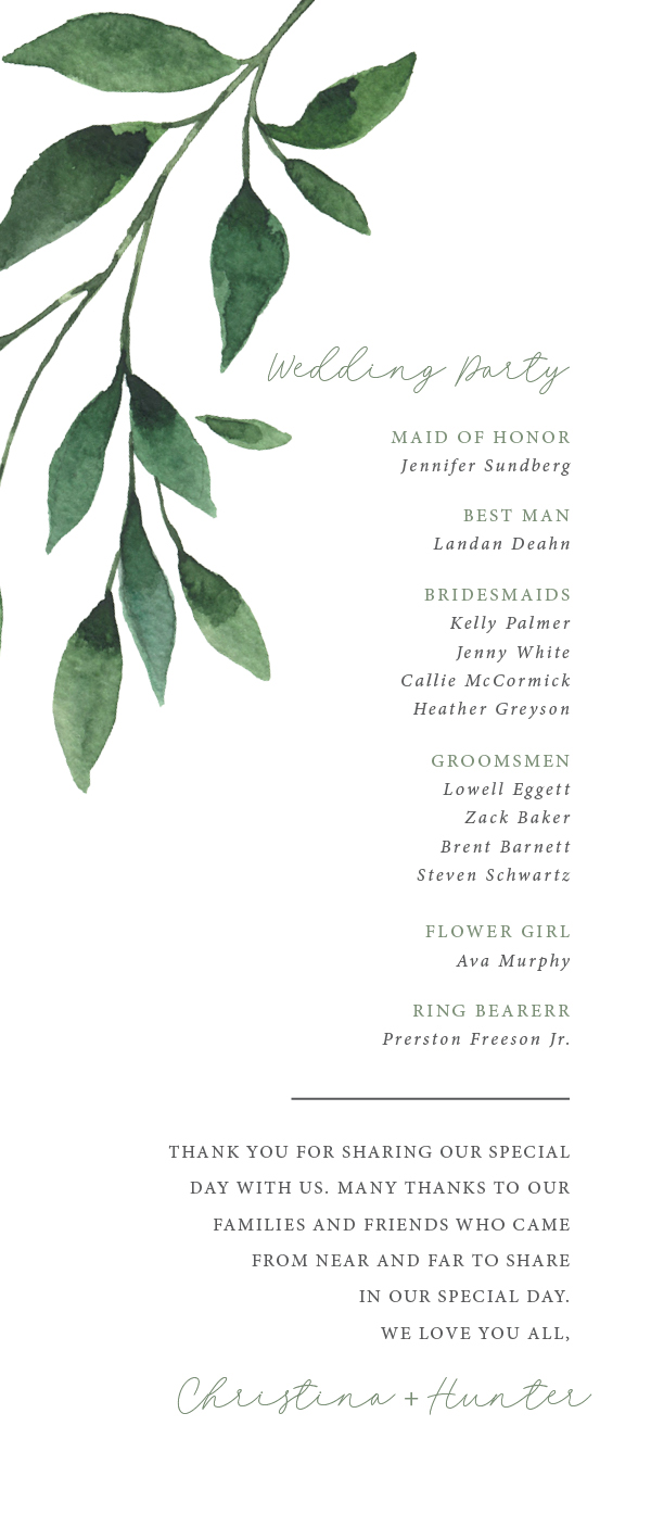 Christina - Program | The Invitation Maker